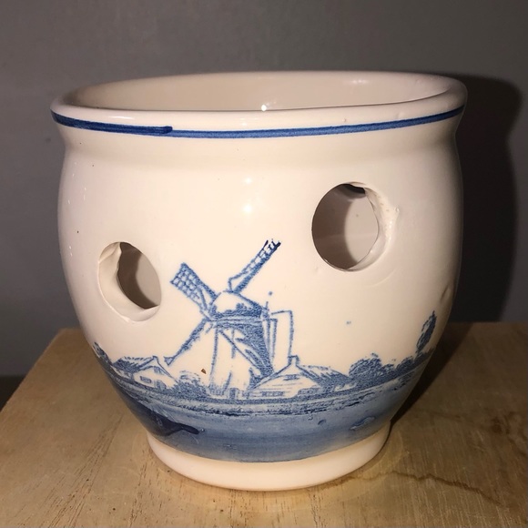 Accents | Vintage Delft Blauw Crocus Bowl Planter Hand Painted Windmill ...